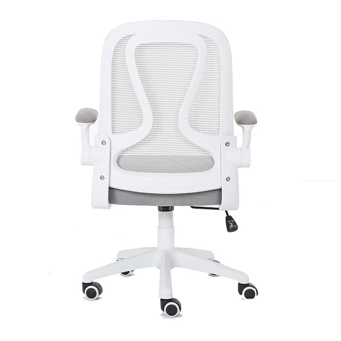Silla Operativa E107 Mesh y Tela Gris Estructura Blanca