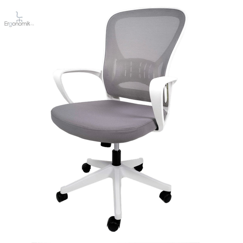 Silla Operativa E105 Mesh Y Tela Color Gris Base Cromada - Ergonomik